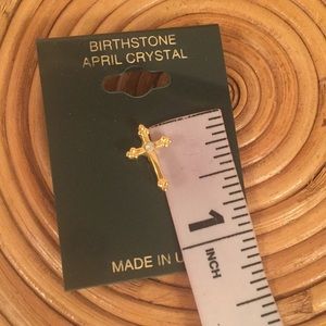 Vintage | Jewelry | Vintage April Crystal Birthstone Lapel Cross Pin ...